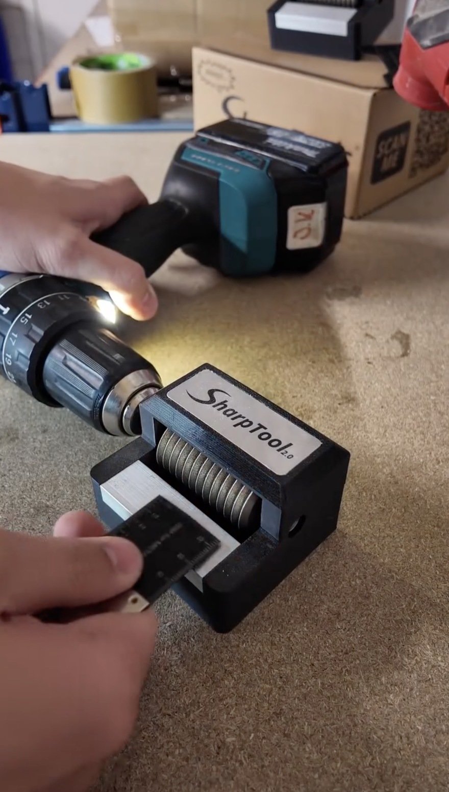 A Portable, Drill-Powered Oscillating Tool Blade Sharpener - Core77