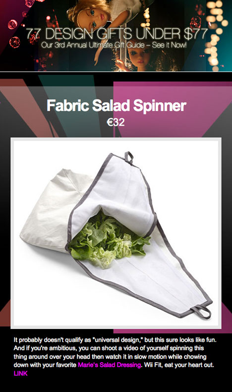 Core77 Ultimate Gift Guide Highlight: Fabric Salad Spinner