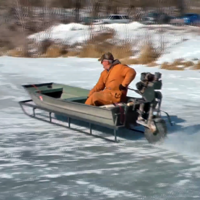 No Snowmobile? No Problem: Get a Boat, a Motor and a Buzzsaw Blade - Core77