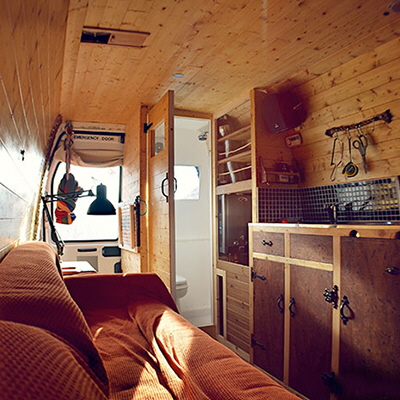 Man Converts Van into Wood-Paneled Home for His Perpetual Roadtrip - Core77