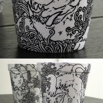 Cheeming Boey's coffee-cup canvases - Core77