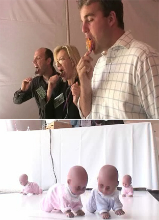 Licking lollies to race fake babies - Core77